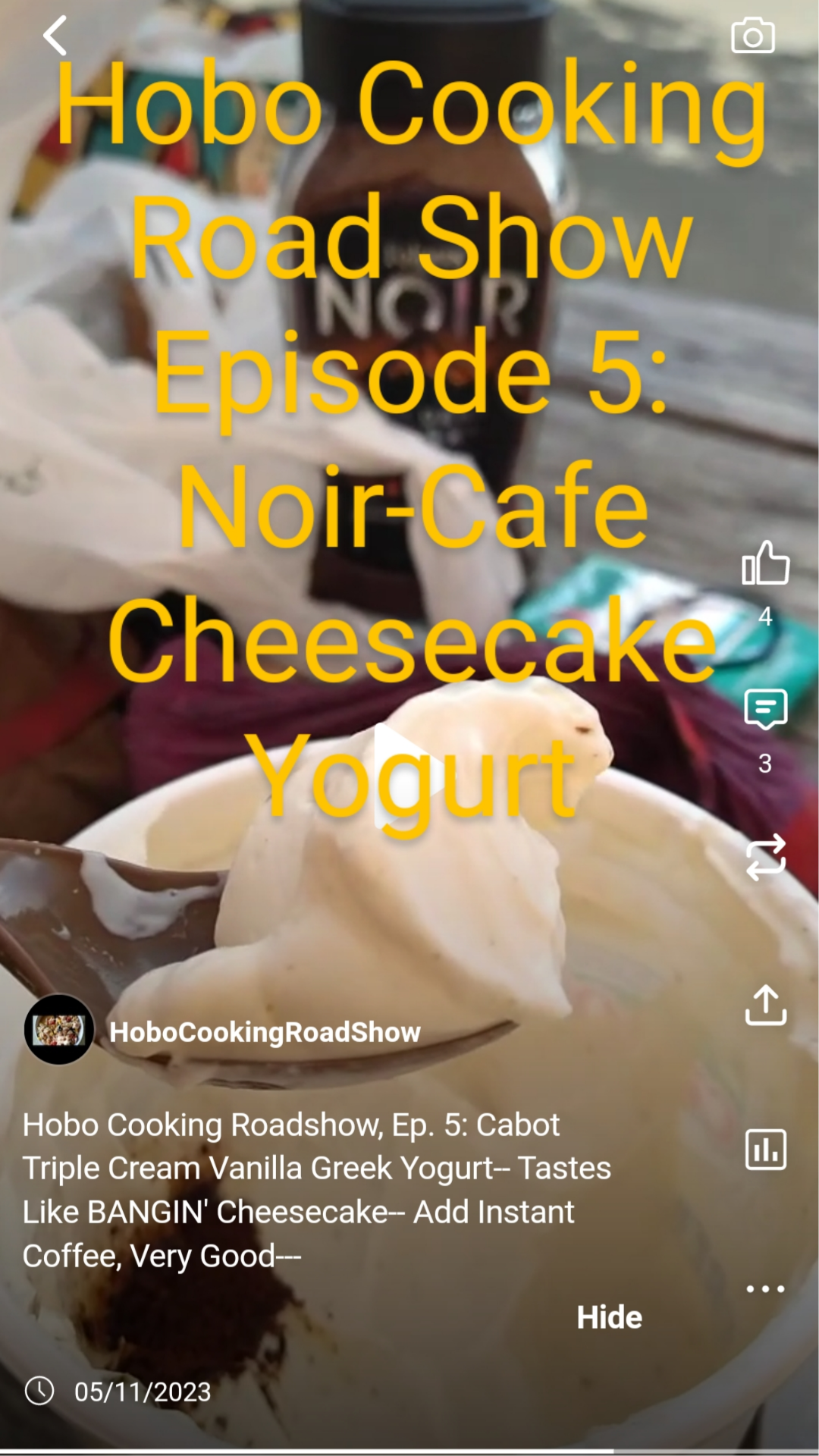 ️ Warrior Cooking Road Show on GETTR : Hobo Cooking Roadshow, Ep. 5: Cabot Triple Cream Vanilla ...